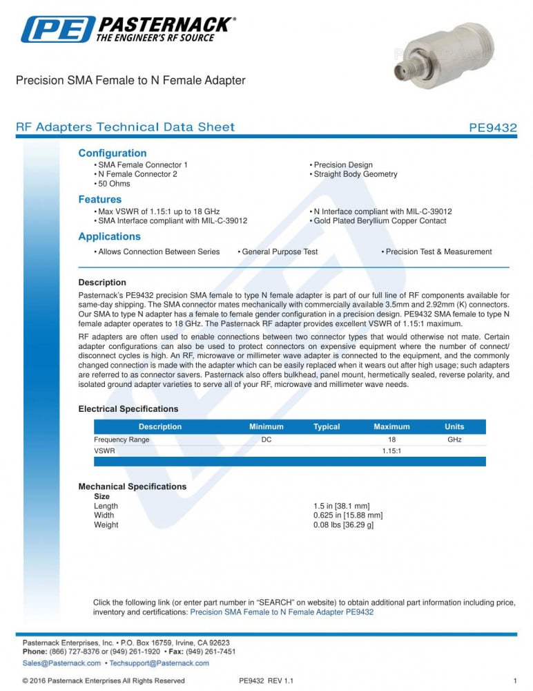 PE9432 technical document page 1