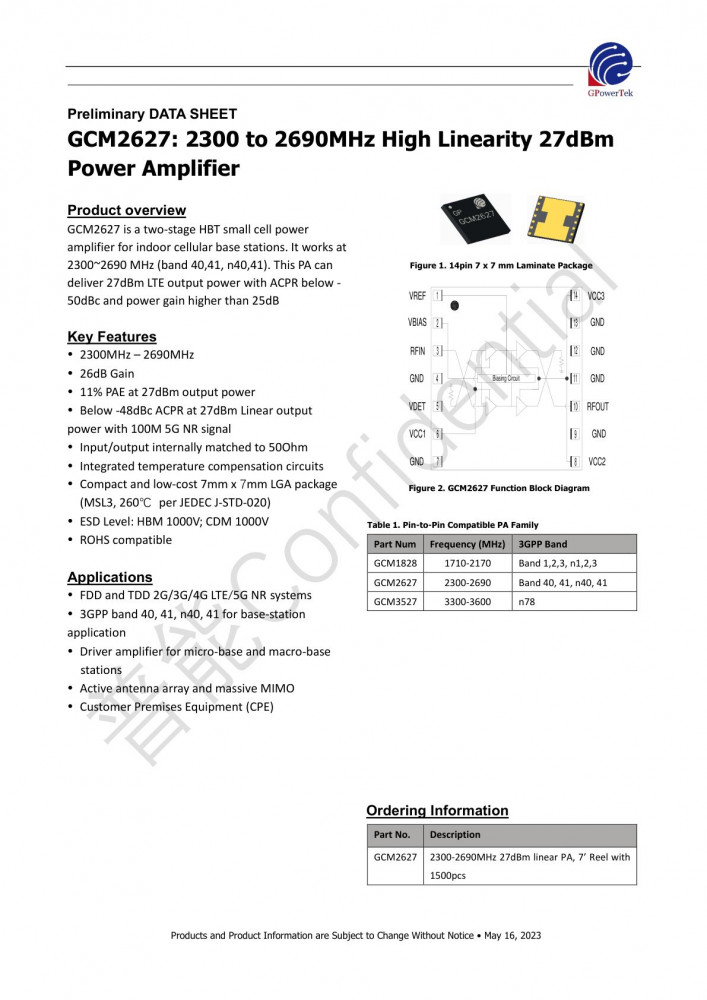GCM2627 technical datasheet preview