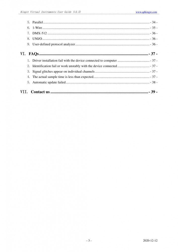Kingst LA5016 documentation page 3