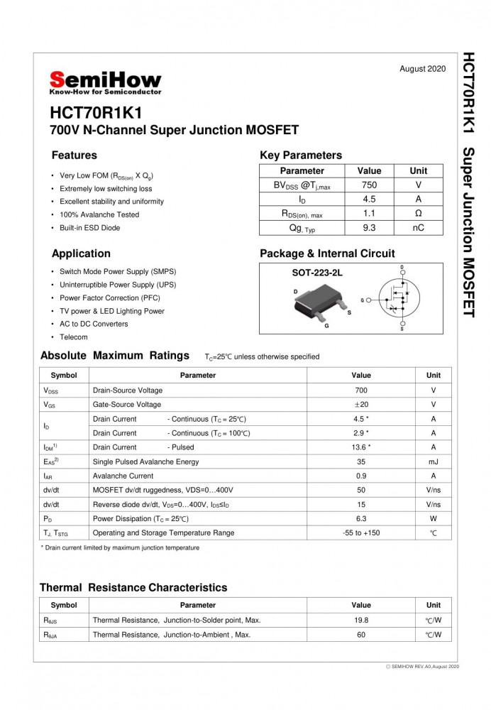 HCT70R1K1 datasheet page 1