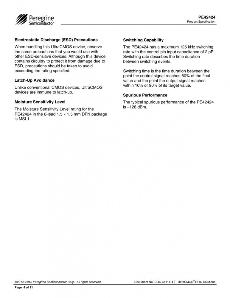 PE42424A-Z datasheet page 4