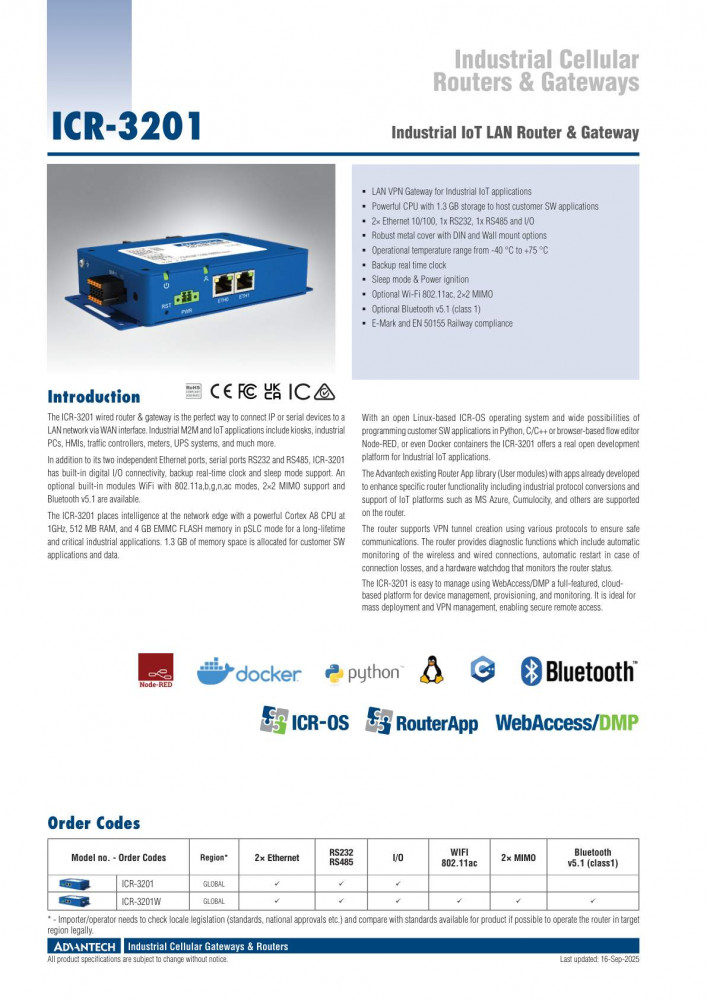ICR-3201W technical document, page 1