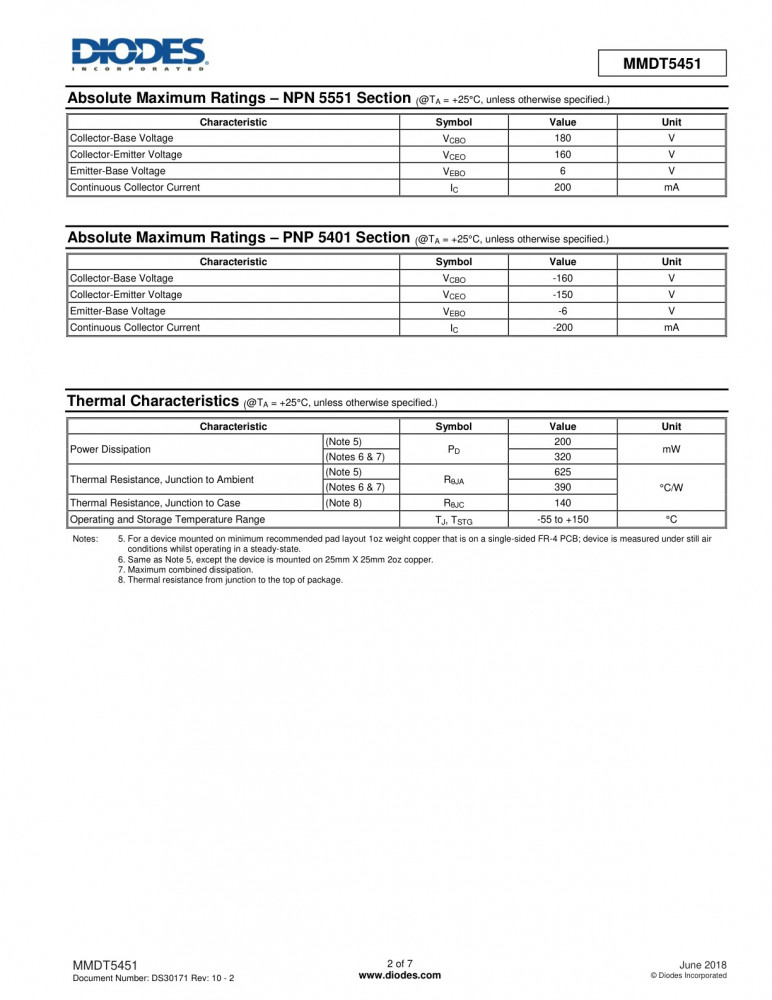 MMDT5451-7-F datasheet page 2