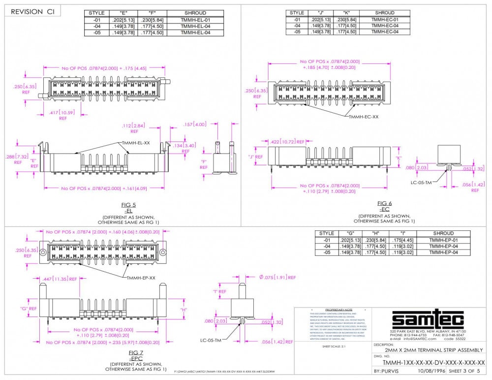 Samtec TMMH drawing page 3