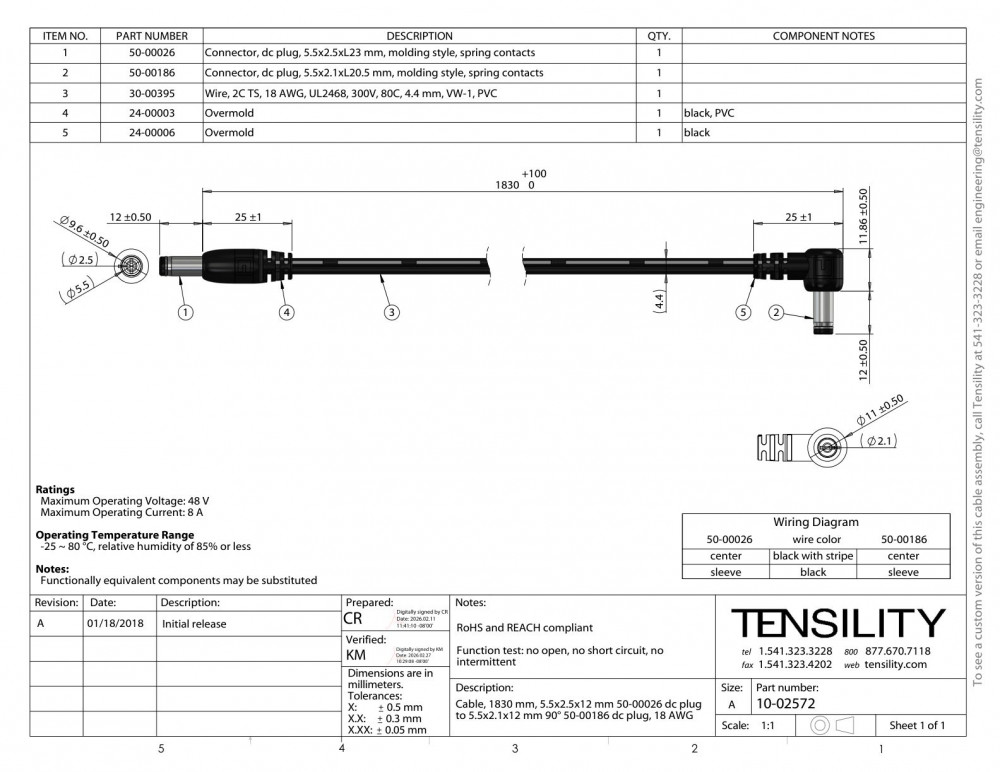 Tensility International 10-02572 product drawing and wiring diagram