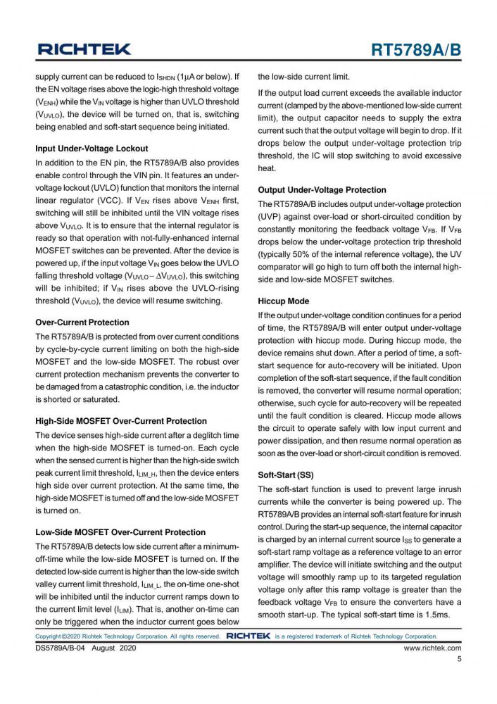 RT5789AGQUF datasheet page 5