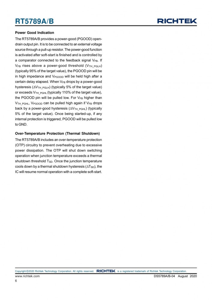 RT5789AGQUF datasheet page 6