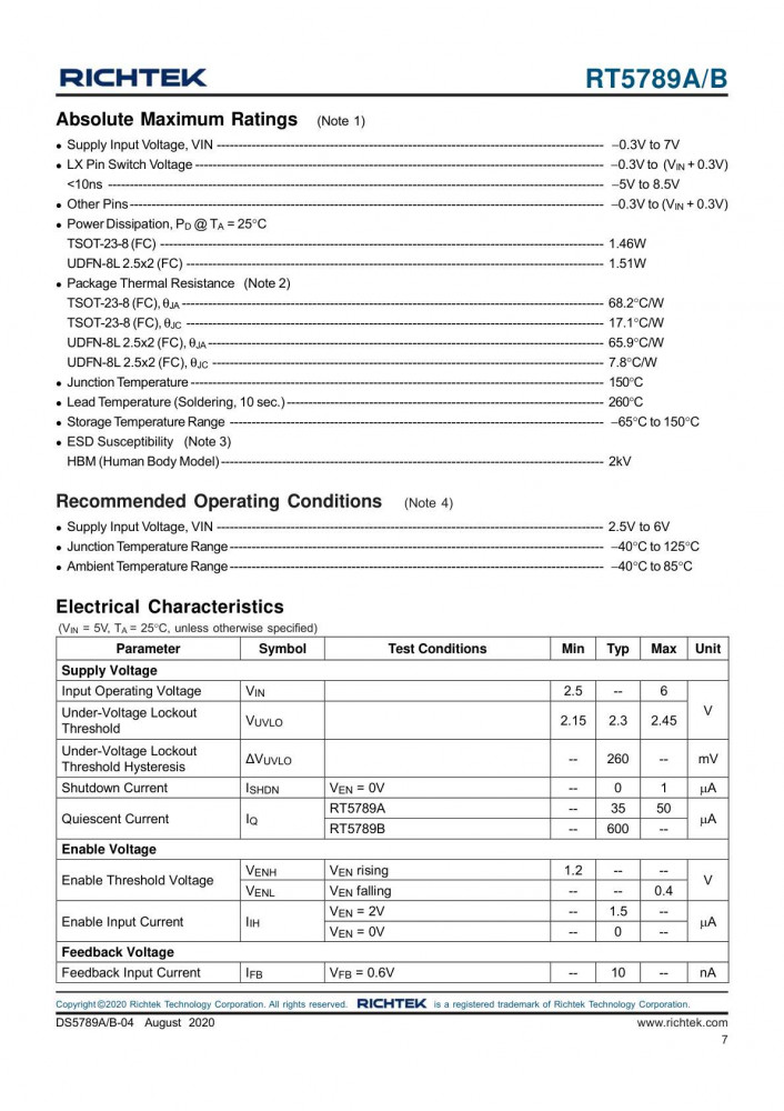 RT5789AGQUF datasheet page 7