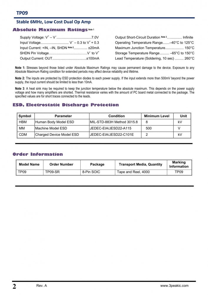 TP09-SR datasheet page 2