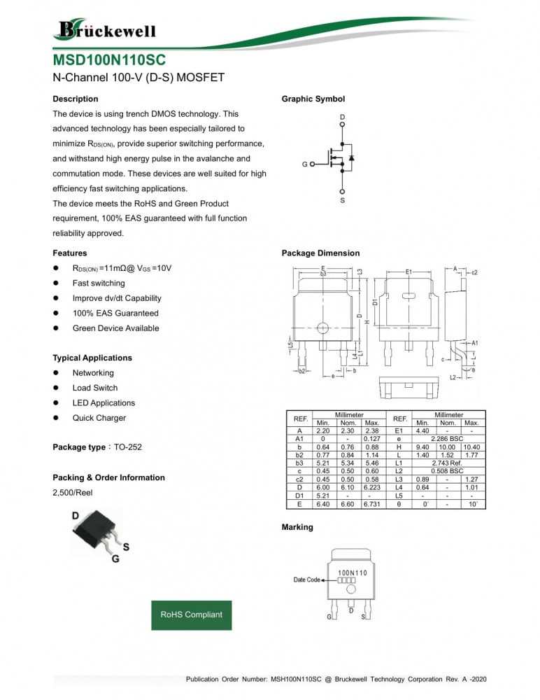 MSD100N110SC datasheet page 1