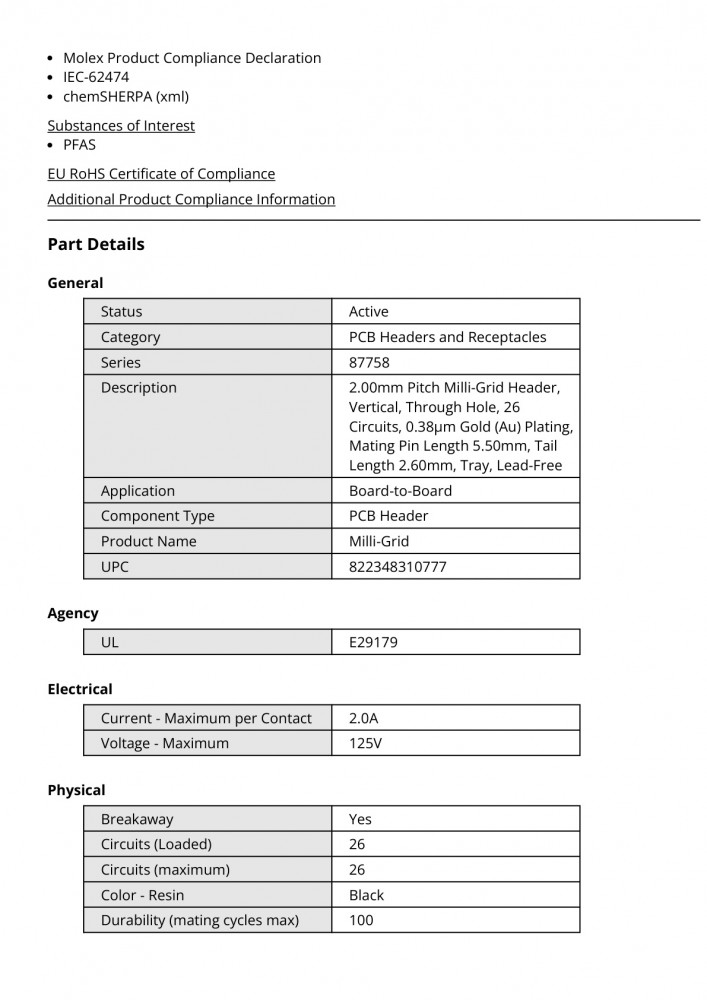 MOLEX 877582650 technical document preview, page 2