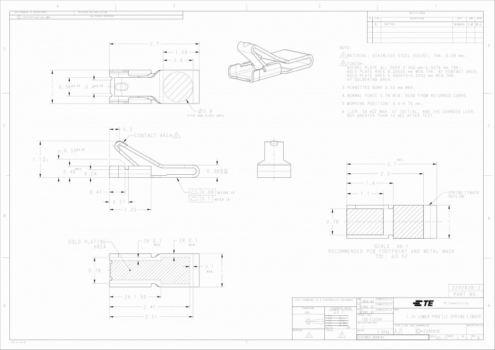 TE Connectivity 2292838-3 drawing page 1