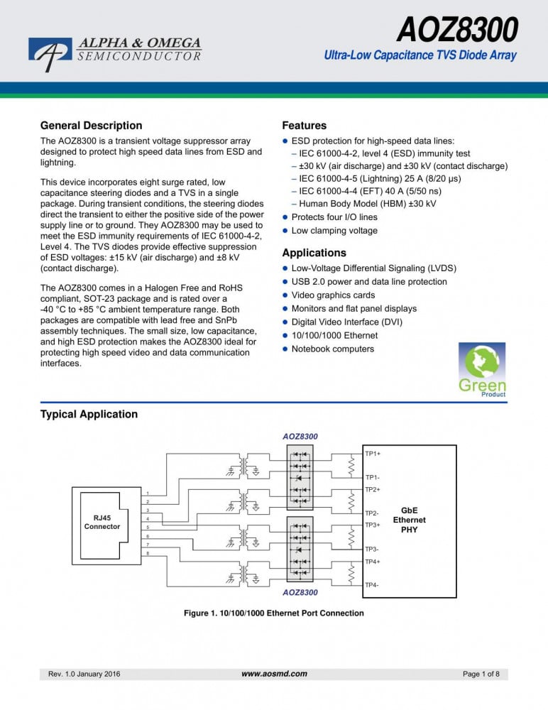 AOZ8300CI-03 datasheet page 1