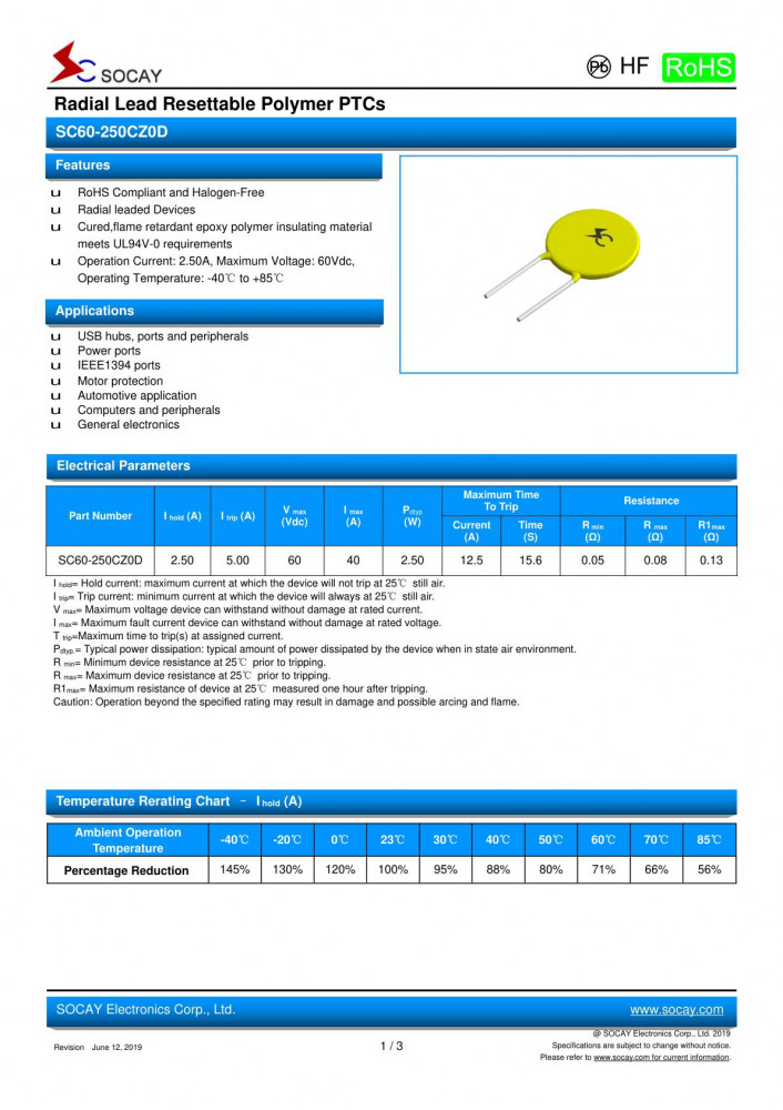 SC60-250CZ0D datasheet page 1