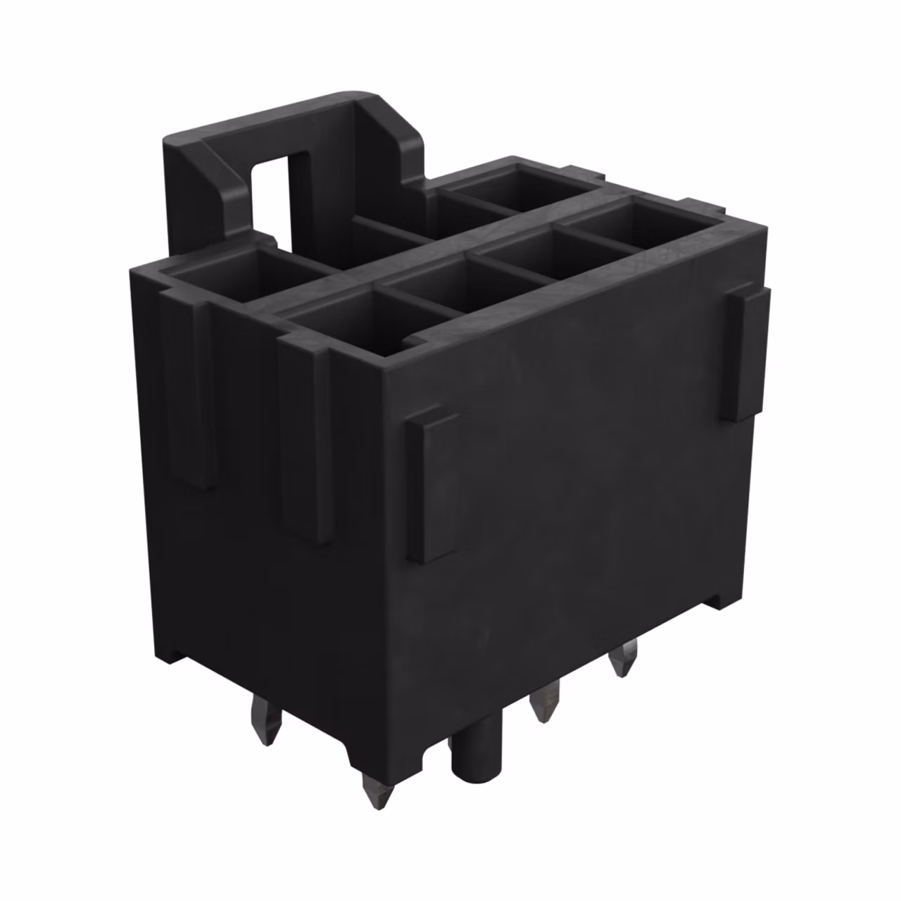 Ultra-Fit Vertical Header, 3.50mm Pitch, Dual Row, 8 Circuits, with Kinked Pins, 0.38µm Gold (Au) Plating, Black, Glow-Wire Capable, Tray for sale