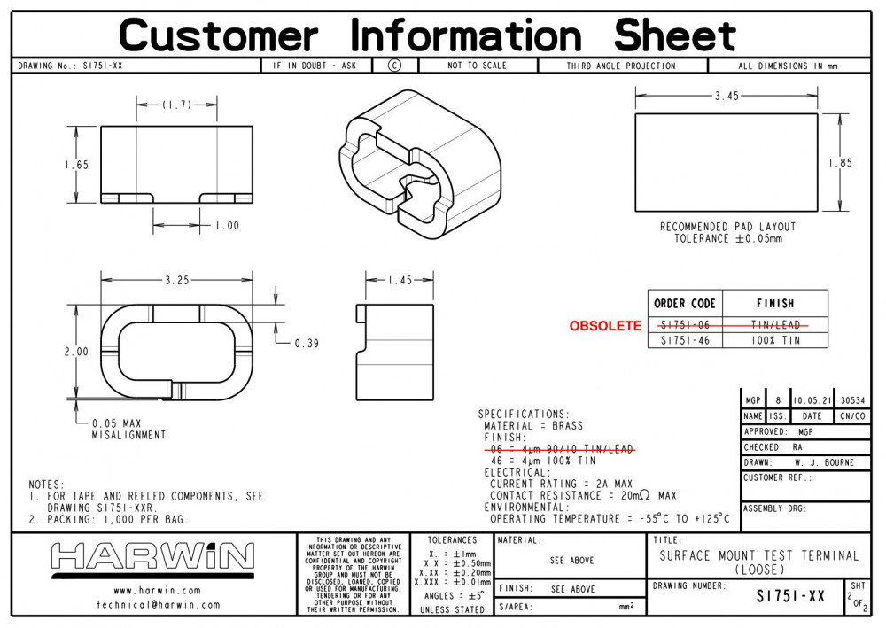Harwin S1751-46 technical document preview