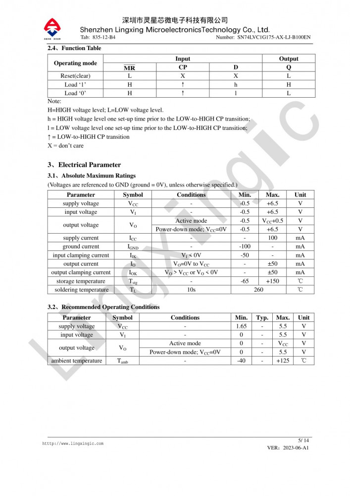 SN74LVC1G175DB(LX) datasheet page 5