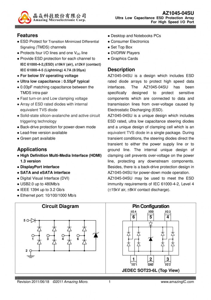 AZ1045-04SU datasheet page 1