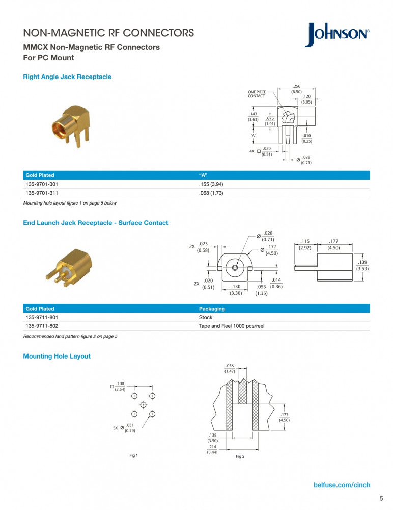 Bel Fuse Johnson non-magnetic connector catalog page 5