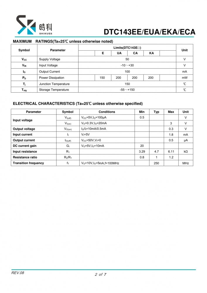 DTC143EE datasheet page 2