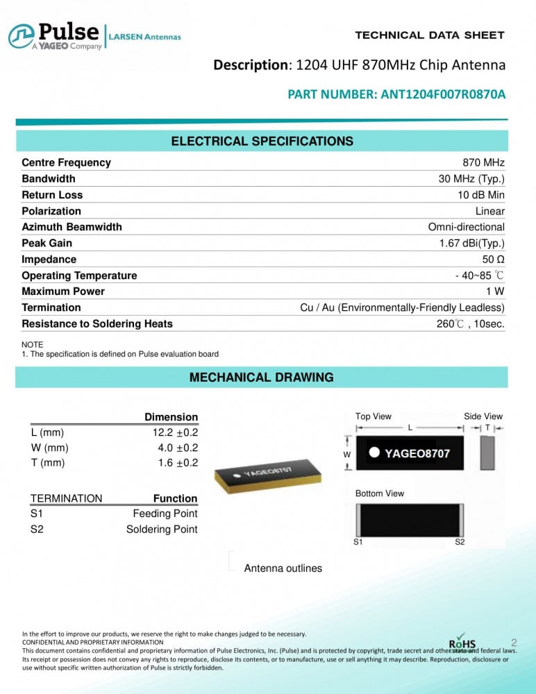 ANT1204F007R0870A datasheet page 2