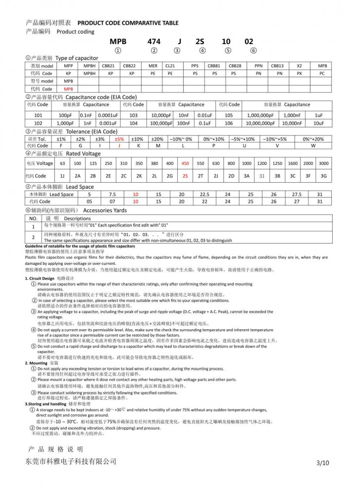 KYET MPB474J2S1002 specification page 3