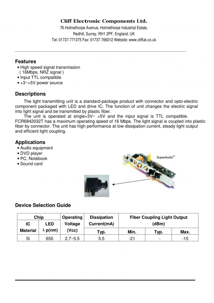 FCR6842032T datasheet page 2