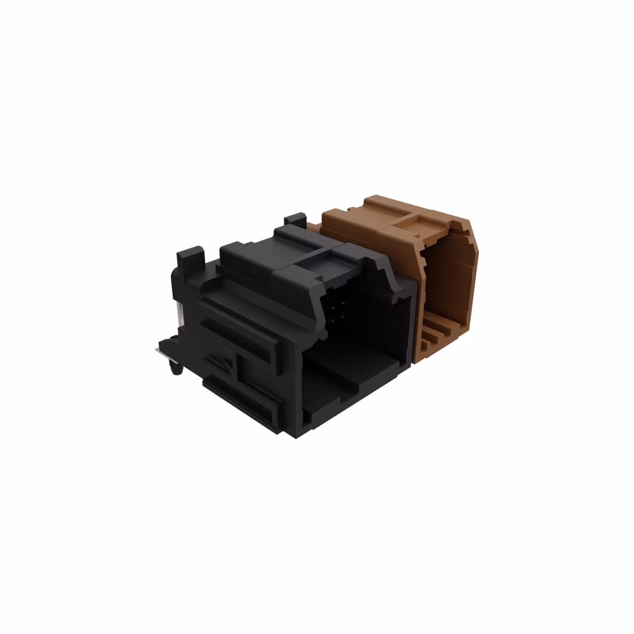 Stac64 2 Bay Right-Angle Headers, 24 Circuits, Bay A 16 Circuit Signal Header, Polarization A, Black; Bay B 8 Circuit Signal Header, Polarization C, Brown; Tray for sale