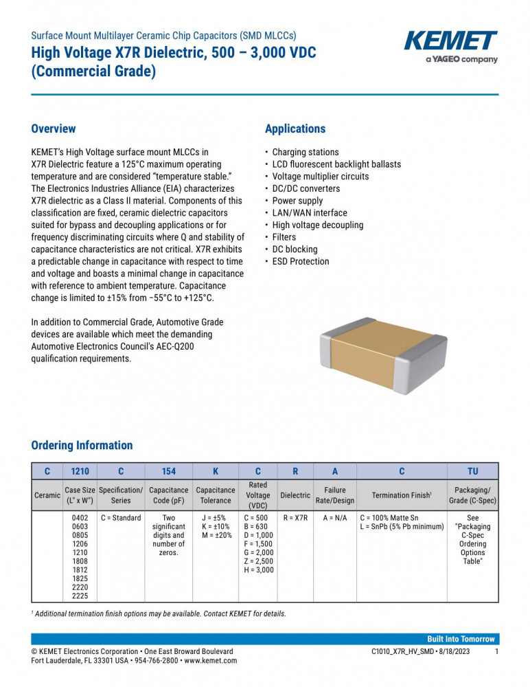 KEMET PYR7511-47 technical document page 1