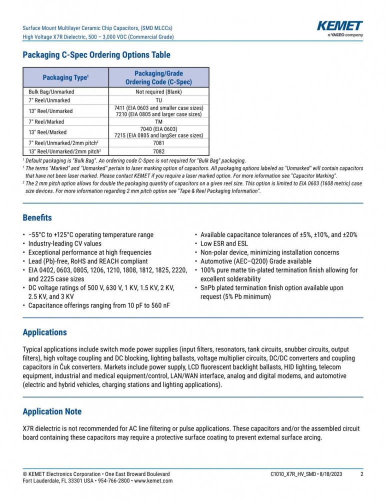 KEMET PYR7511-47 technical document page 2