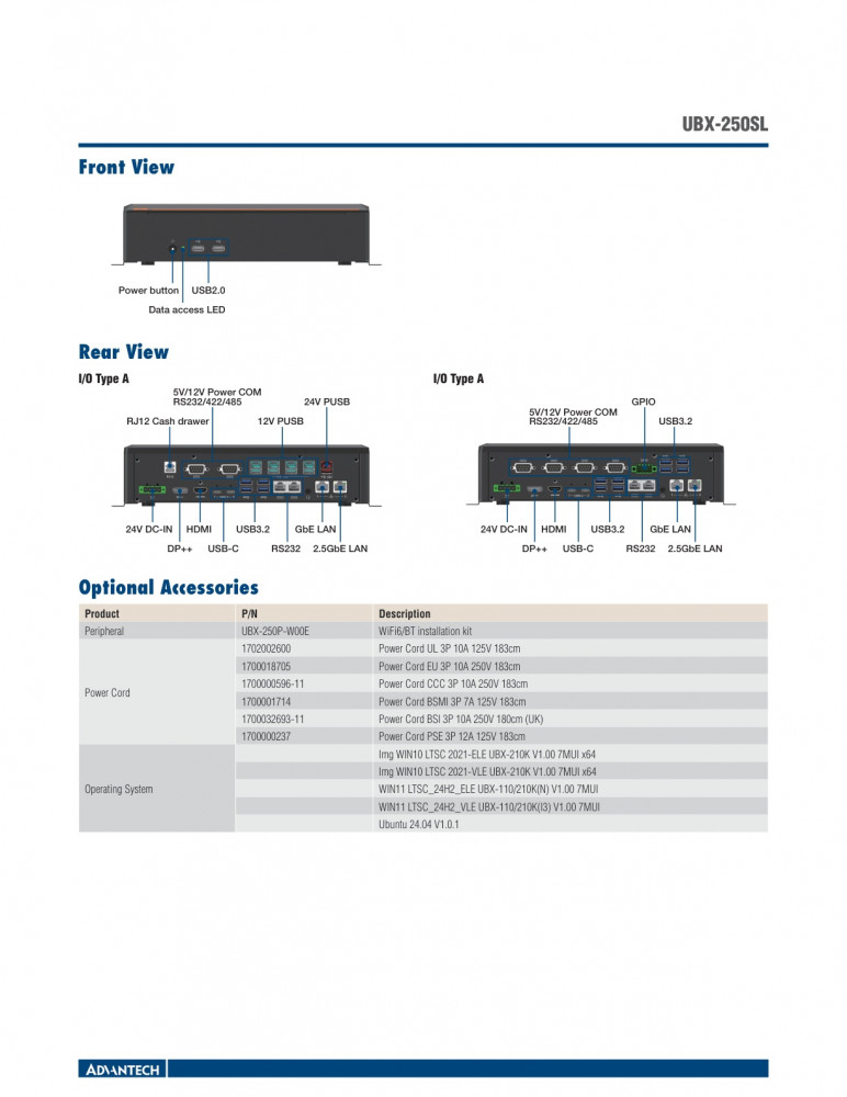 UBX-250SL technical document page 3
