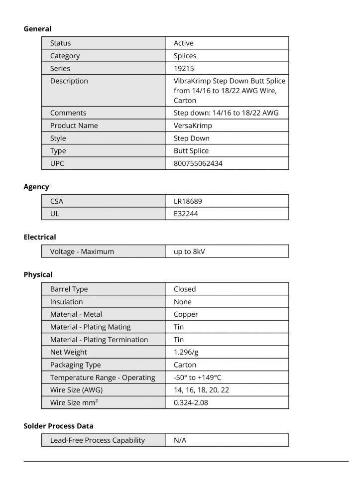 Technical document page 2 for MOLEX 192150013
