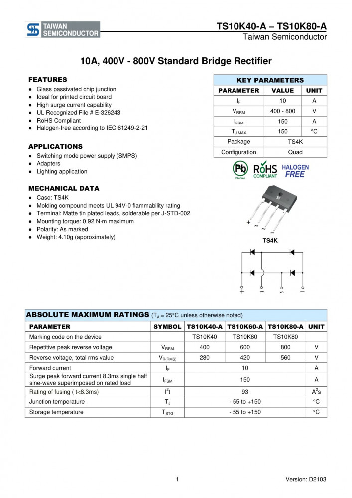 TS10K80-A datasheet page 1