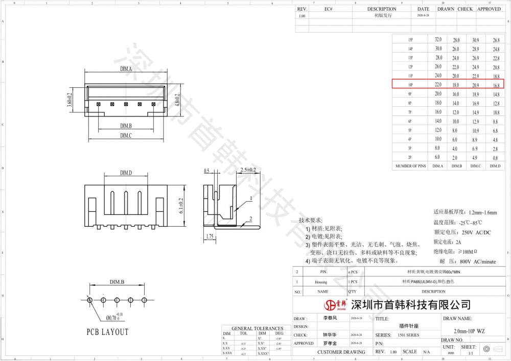 SHOU HAN 2.0mm-10P WZ document page 1