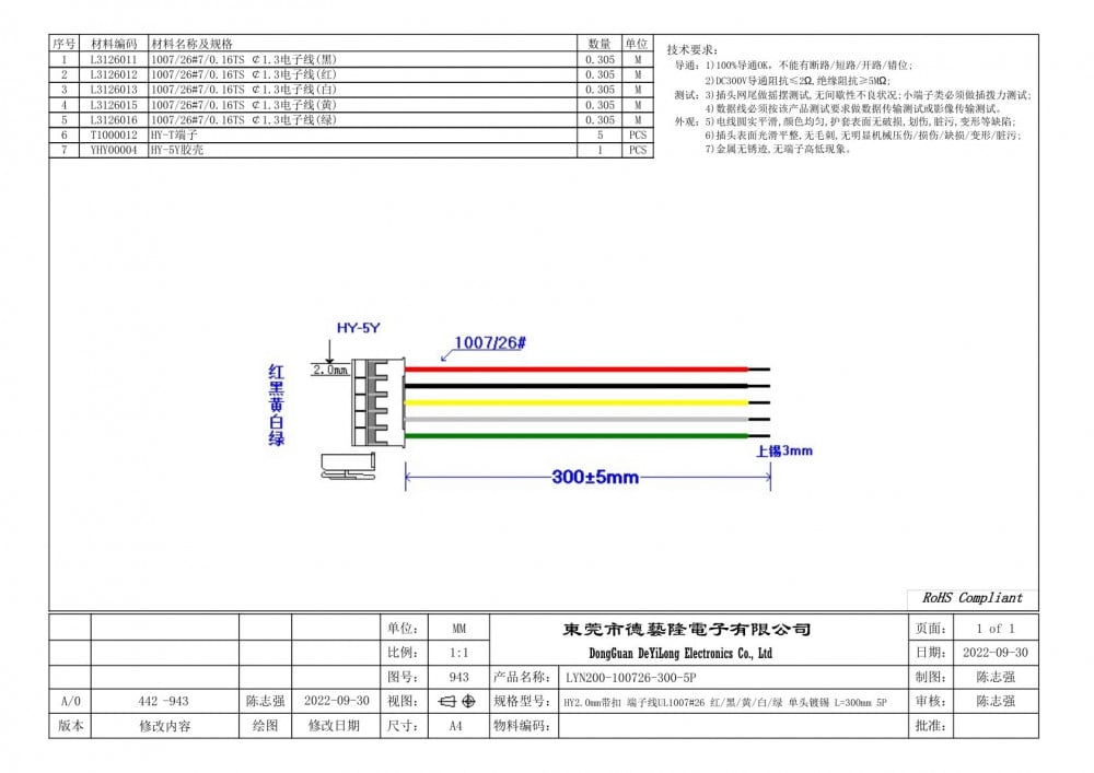 LYN200-100726-300-5P product drawing