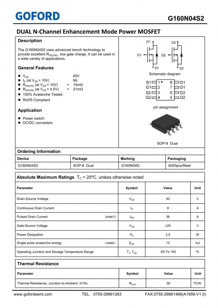 G160N04S2 datasheet page 1