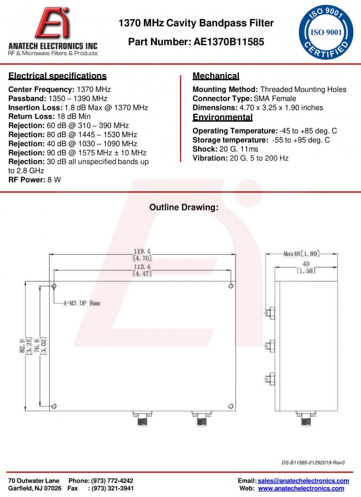 AE1370B11585 technical document page 1