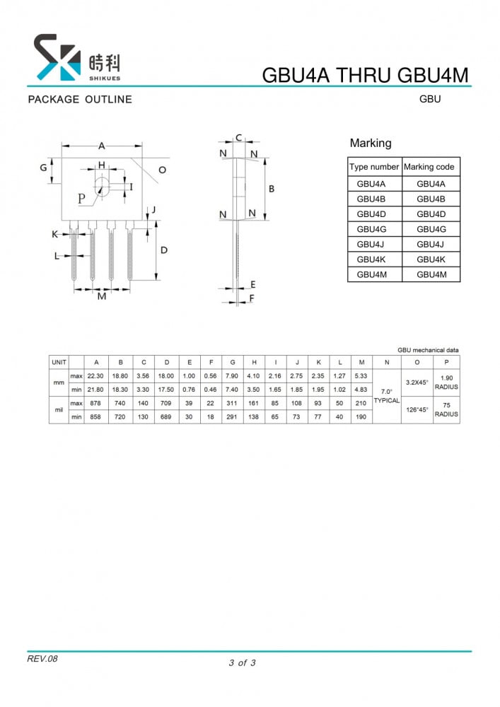GBU4J datasheet page 3