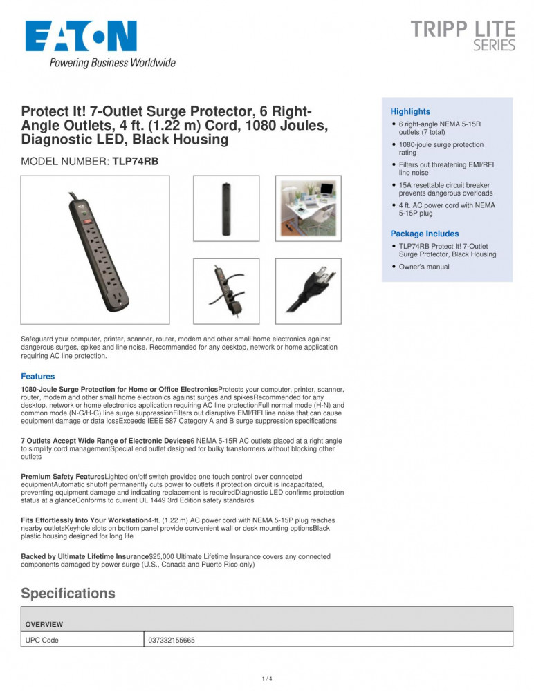 TLP74RB product document page 1