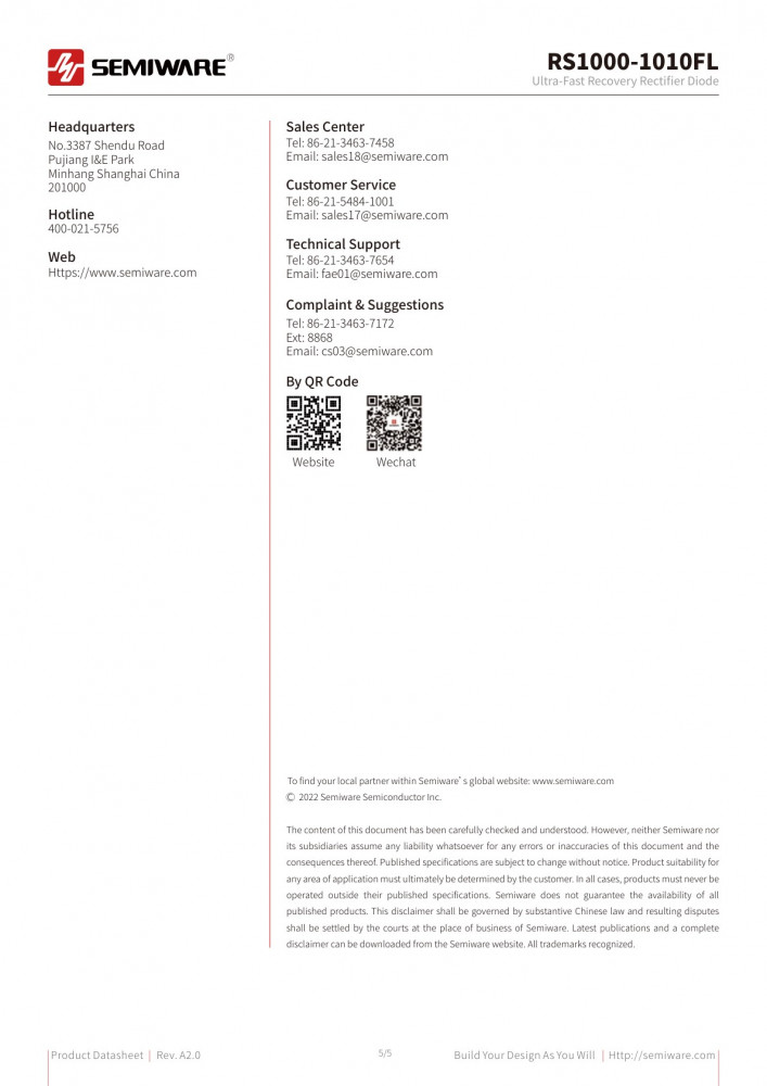 SEMIWARE RS1002FL datasheet page 5