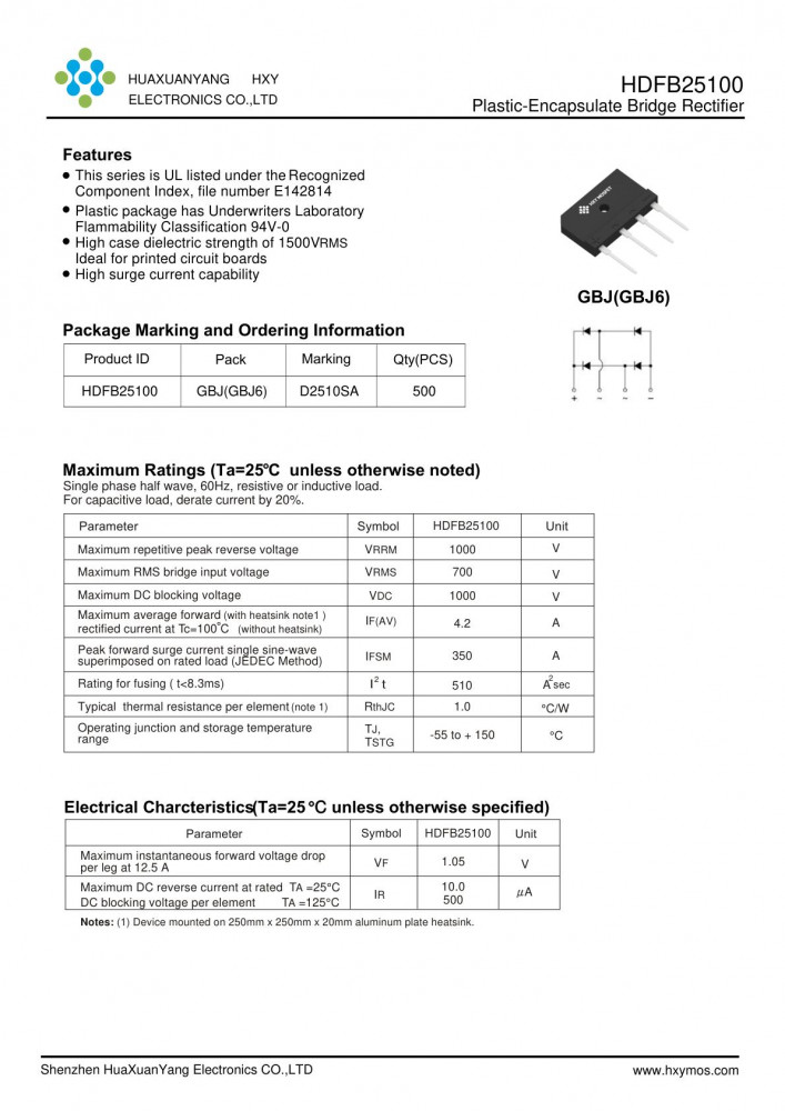 HDFB25100 datasheet page 1