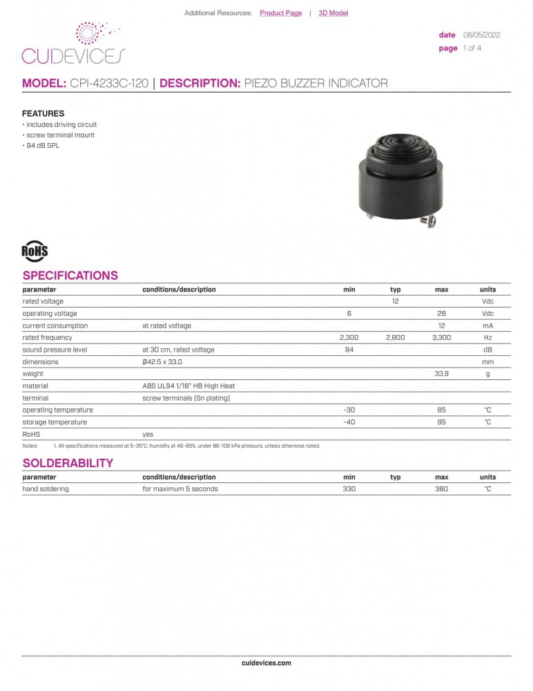 CPI-4233C-120 datasheet page 1