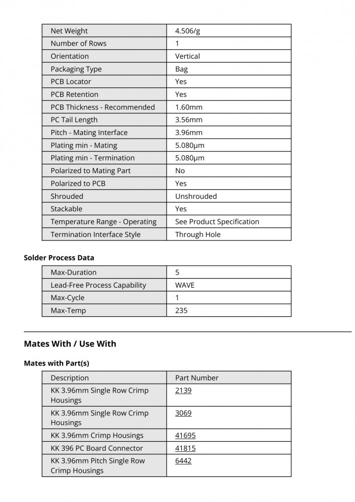 Technical document page 3 for MOLEX 26606120