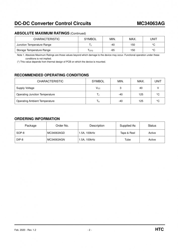 MC34063AGD datasheet page 2