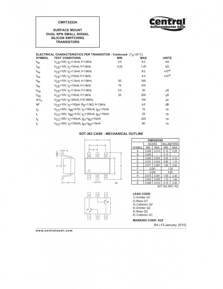 CMKT2222A TR PBFREE datasheet page 2