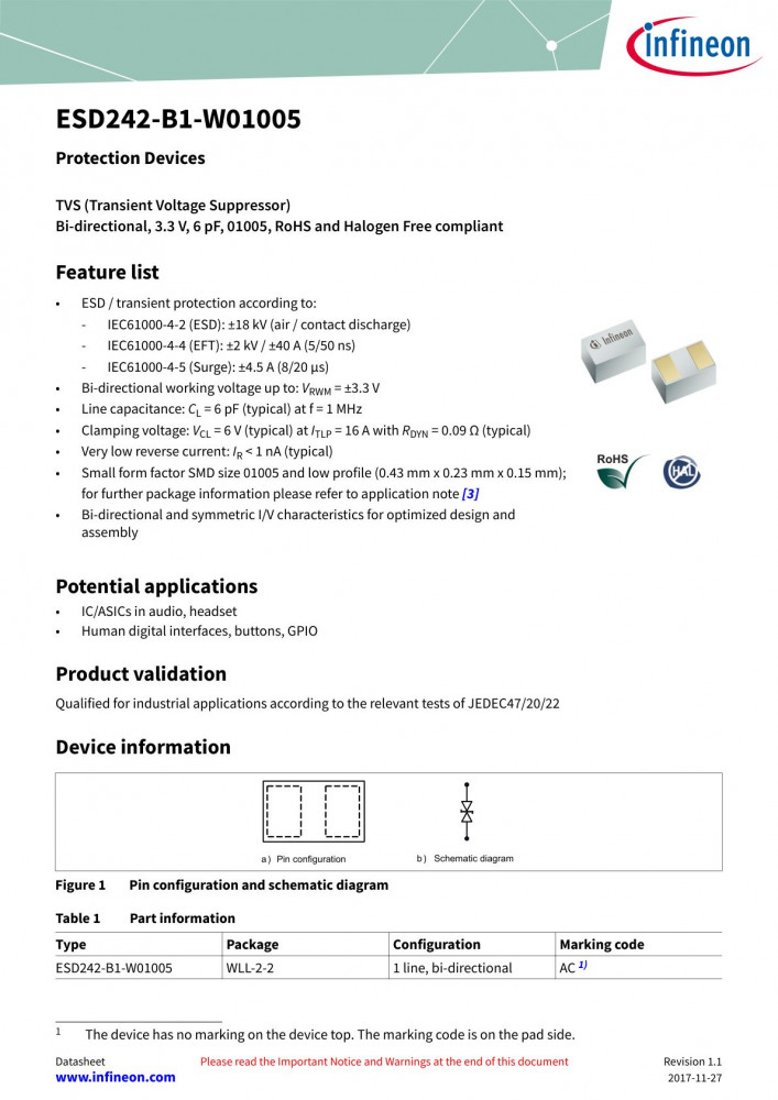ESD242-B1-W01005 datasheet page 1