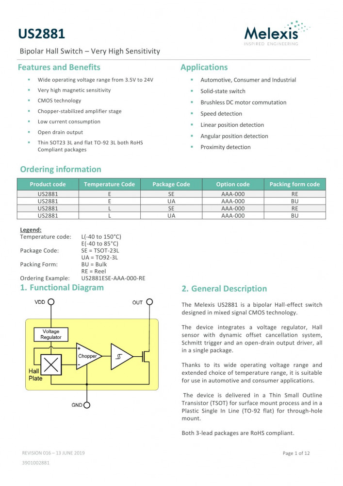 US2881 datasheet page 1