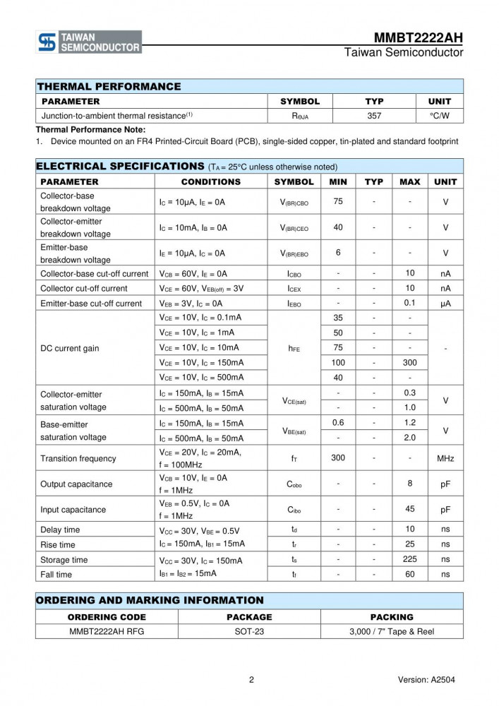MMBT2222AH datasheet page 2