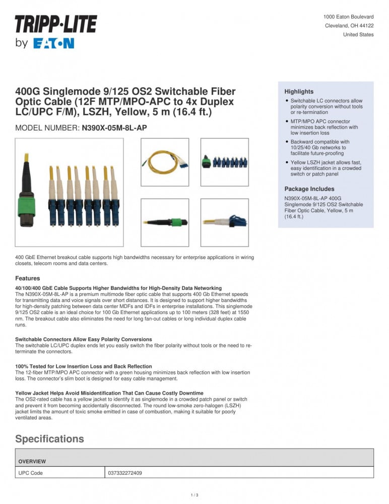 N390X-05M-8L-AP technical document page 1