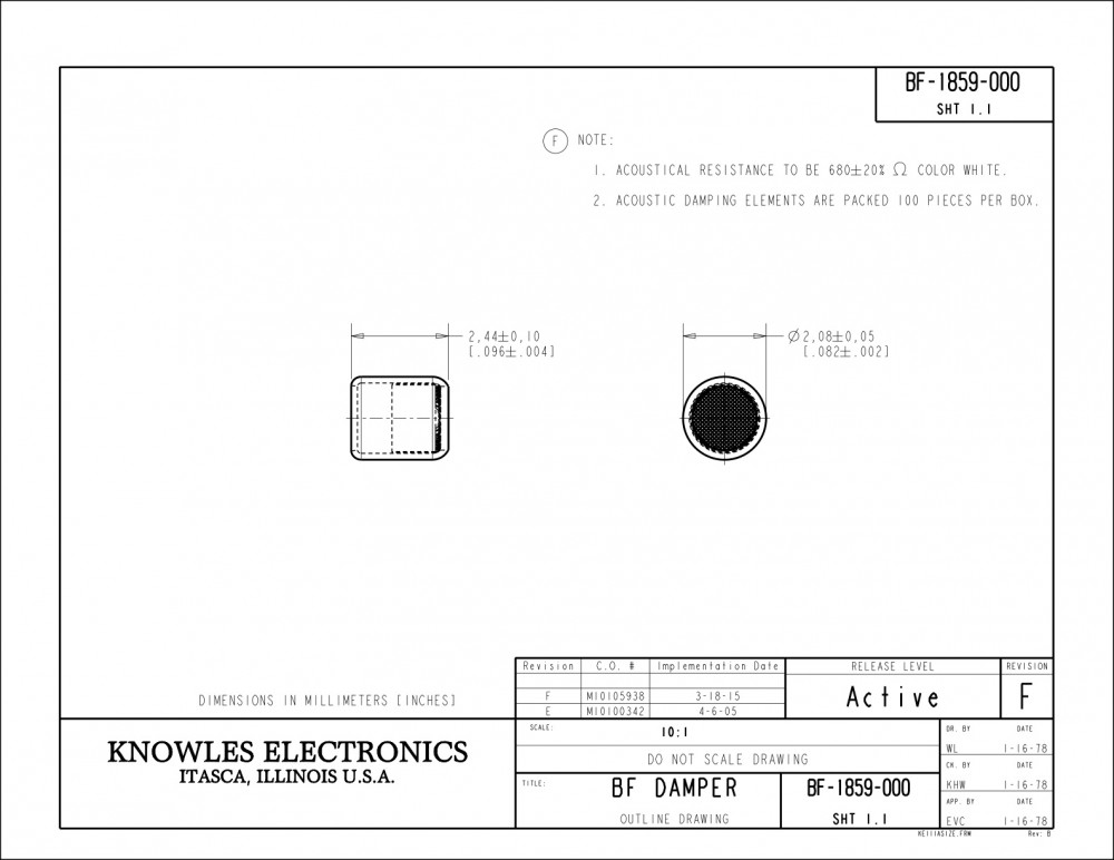 BF-1859-000 BF damper outline drawing